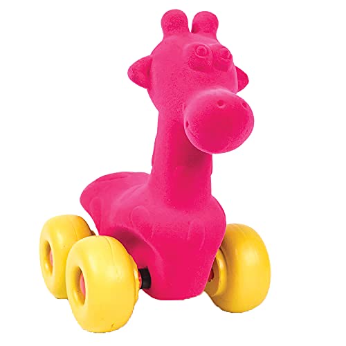 Rubbabu Pink Giraffe Aniwheels Baby Toy 7 Inch - 12 Months & up