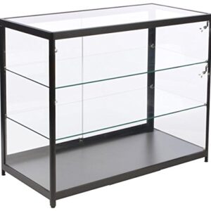 Displays2go 48 Inch Glass Display Case, LED Side Lights, Lockable Sliding Door - Black (IAPCT48LED)