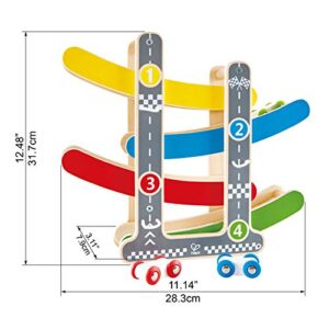 Hape Oddler Toys for 1 2 Year Old Boy & Girl Gifts Wooden Race Track Car Ramp Racer with 4 Mini Cars