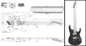 6-string multiscale electric guitar plan - full scale print