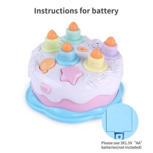 Kids Birthday Cake Toy for Baby with five Candles Music Pretend Play Cake for Toddlers