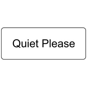 compliancesigns.com quiet please engraved sign for office, 8x3 in. black on white acrylic