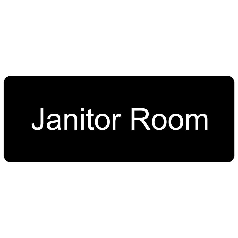 ComplianceSigns.com Janitor Room Engraved Sign for Wayfinding, 8x3 in. White on Black Acrylic