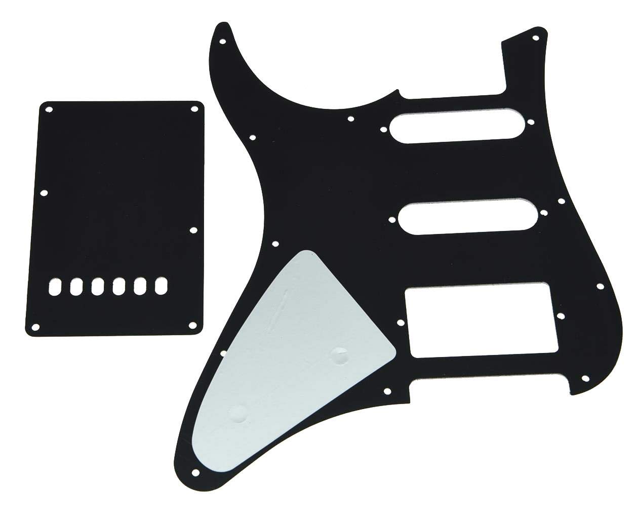 KAISH Guitar HSS Pickguard and Tremolo Trem Cover Back Plate fits Yamaha PACIFICA Guitar Black 3 Ply