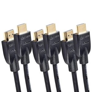 amazon basics high-speed 4k ultra hd 3-pack hdmi 2.0 cable/cord, 6 feet, 18 gbps, 60 hz, 2160p, 48 bit, male-to-male, ethernet ready, 3d, black