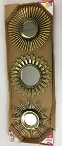 better homes and gardens 3-piece sunburst wall mirror set, gold