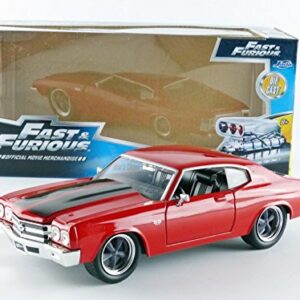 Jada Toys & Furious Dom's Chevy Chevelle SS Die-cast Car, Toys for Kids and Adults Fast & Furious Movie 1- 1:24 Diecast - '70 Chevy Chevelle SS Red