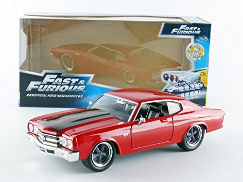 Jada Toys & Furious Dom's Chevy Chevelle SS Die-cast Car, Toys for Kids and Adults Fast & Furious Movie 1- 1:24 Diecast - '70 Chevy Chevelle SS Red