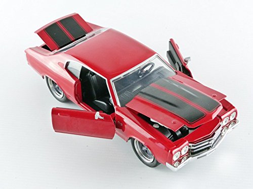 Jada Toys & Furious Dom's Chevy Chevelle SS Die-cast Car, Toys for Kids and Adults Fast & Furious Movie 1- 1:24 Diecast - '70 Chevy Chevelle SS Red