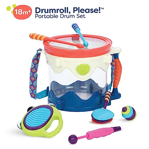 B. toys – Musical Drum- 7 Instruments Toy Drum Kit- Drumroll Please- Musical Toys for Kids 18 months + (7-Pcs)