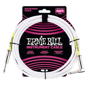 ernie ball instrument cable, straight/angle, 10ft, white (p06049)