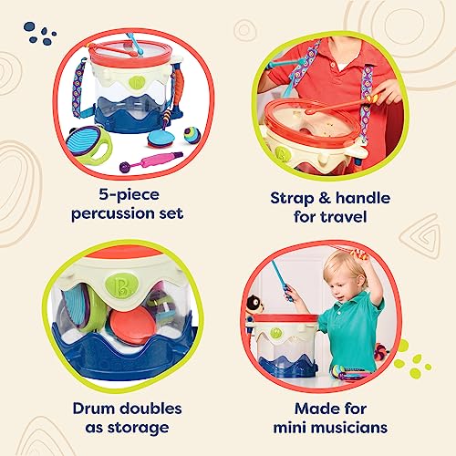 B. toys – Musical Drum- 7 Instruments Toy Drum Kit- Drumroll Please- Musical Toys for Kids 18 months + (7-Pcs)