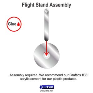 LITKO Acrylic Flight Stands | Round | 3mm Clear Circular Flight Base with Peg (20mm)