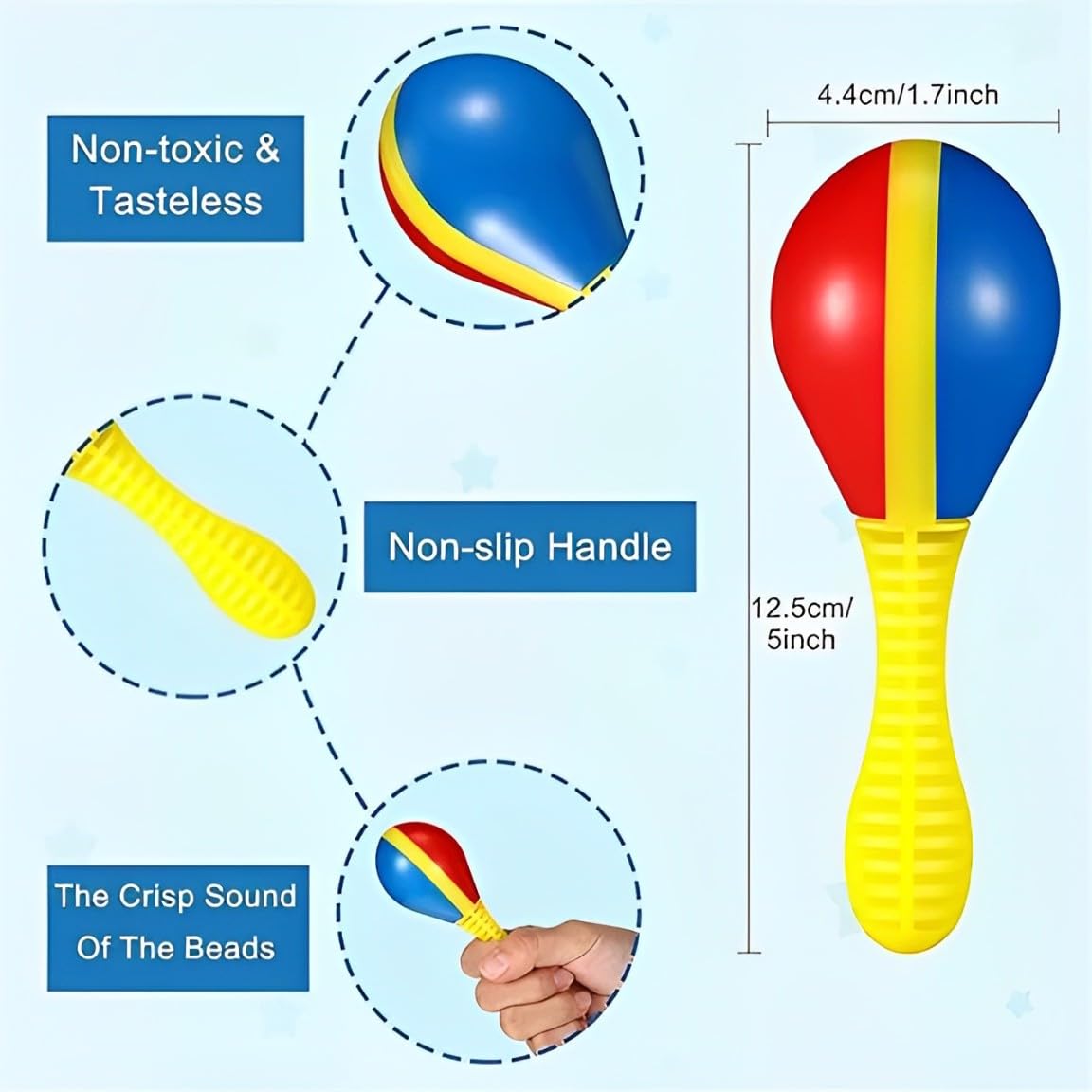 Dulier Maracas for Kids - Pair of maracitos(Set of 2) The First Instruments for Childrens