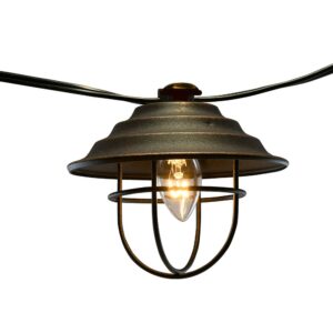 lumabase electric café string lights with 10 bronze metal shades