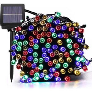 [50 led] solar outdoor blossom lights outside flower string lights decorations, 8 mode (steady, flash), waterproof, fairy lamp for patio, garden, yard, porch, fence, christmas tree (multi color)