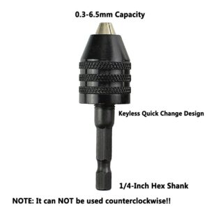 Yakamoz 0.3-6.5mm Keyless Drill Chuck Conversion Tool 1/4 inch Hex Shank Quick Change Adapter Converter