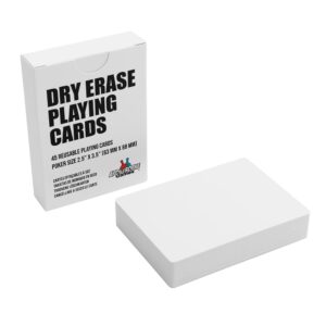 apostrophe games dry erase blank playing cards, poker size - 2.5" x 3.5", 45 reusable blank cards w/box, flash cards, board game cards, study guide & note cards