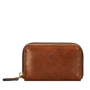 maxwell scott - luxury luxury leather key holder case with zip - made from premium full grain hides - the vinci chestnut tan