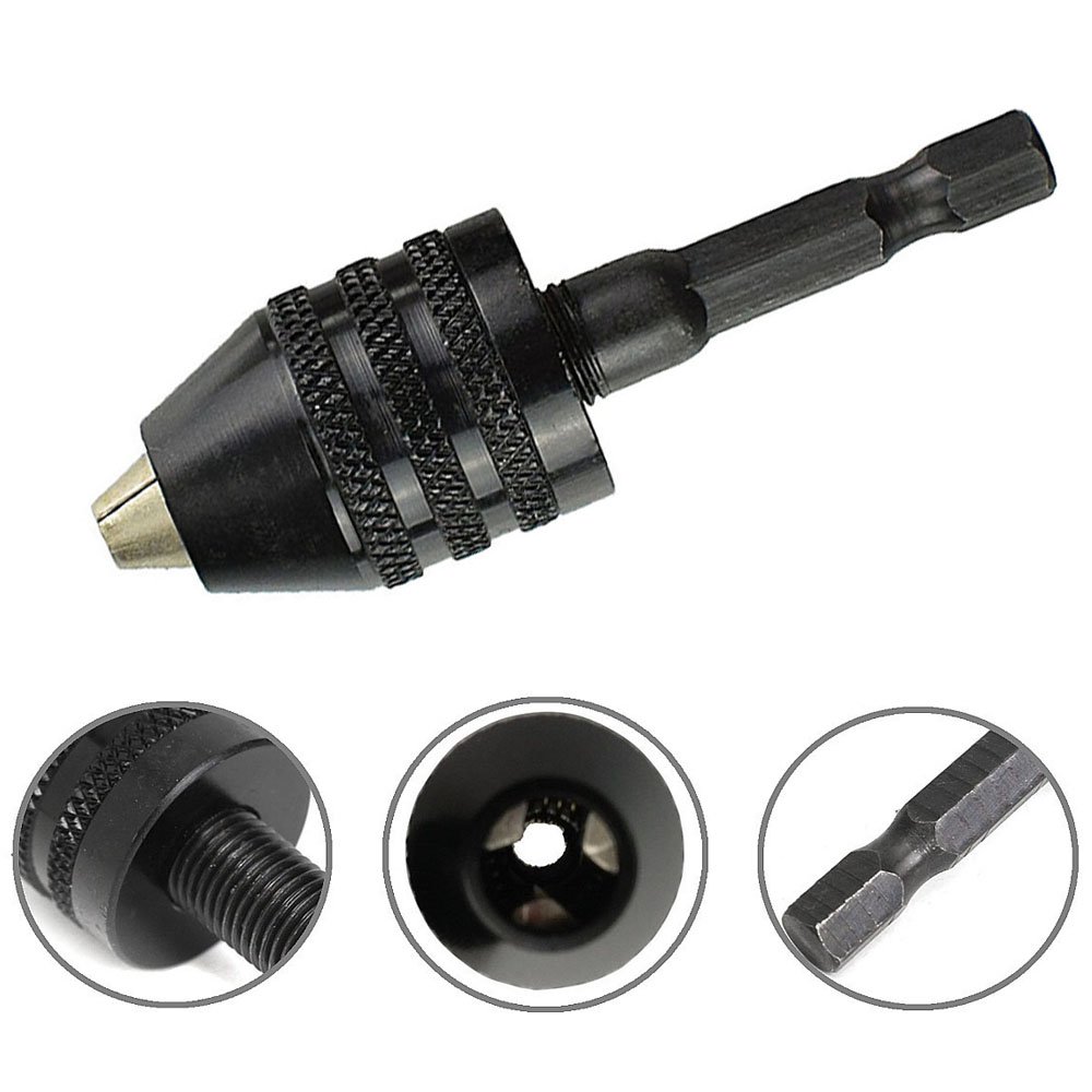 Yakamoz 0.3-6.5mm Keyless Drill Chuck Conversion Tool 1/4 inch Hex Shank Quick Change Adapter Converter