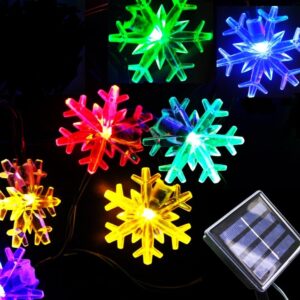 Inngree Solar Christmas Fairy String Lights 20 ft 30 LED 8 Modes Solar Snowflake Outdoor Waterproof Powered String Lights for Garden Patio Yard Home Christmas Tree Parties(Multicolor)