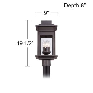 Franklin Iron Works Bransford Rustic Outdoor Post Light Fixture Black Specked Gray 19 1/2" Clear Glass Decor Exterior House Porch Patio Outside Deck Garage Yard Garden Driveway Home Lawn Walkway