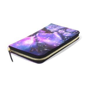 womens butterfly leather long wallet zippered purse case with card holder