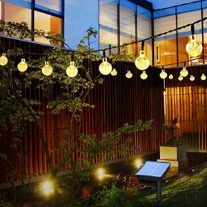 solar string lights outdoor crystal ball waterproof globe string lights 31ft 50led solar powered fairy lighting for garden home landscape holiday decorations (warm white) (warm white)