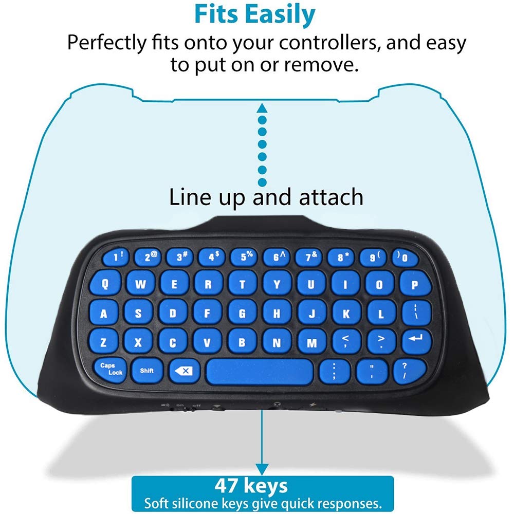 Megadream PS4 Controller Keyboard, 2.4G Wireless Online Gaming Live Gamepad Message Chatpad Support Charge and Play & 3.5mm Audio Headset Port for Sony Playstation 4 PS4 Slim PS4 Pro Dualshock 4