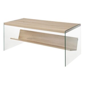 convenience concepts soho coffee table, weathered white / glass