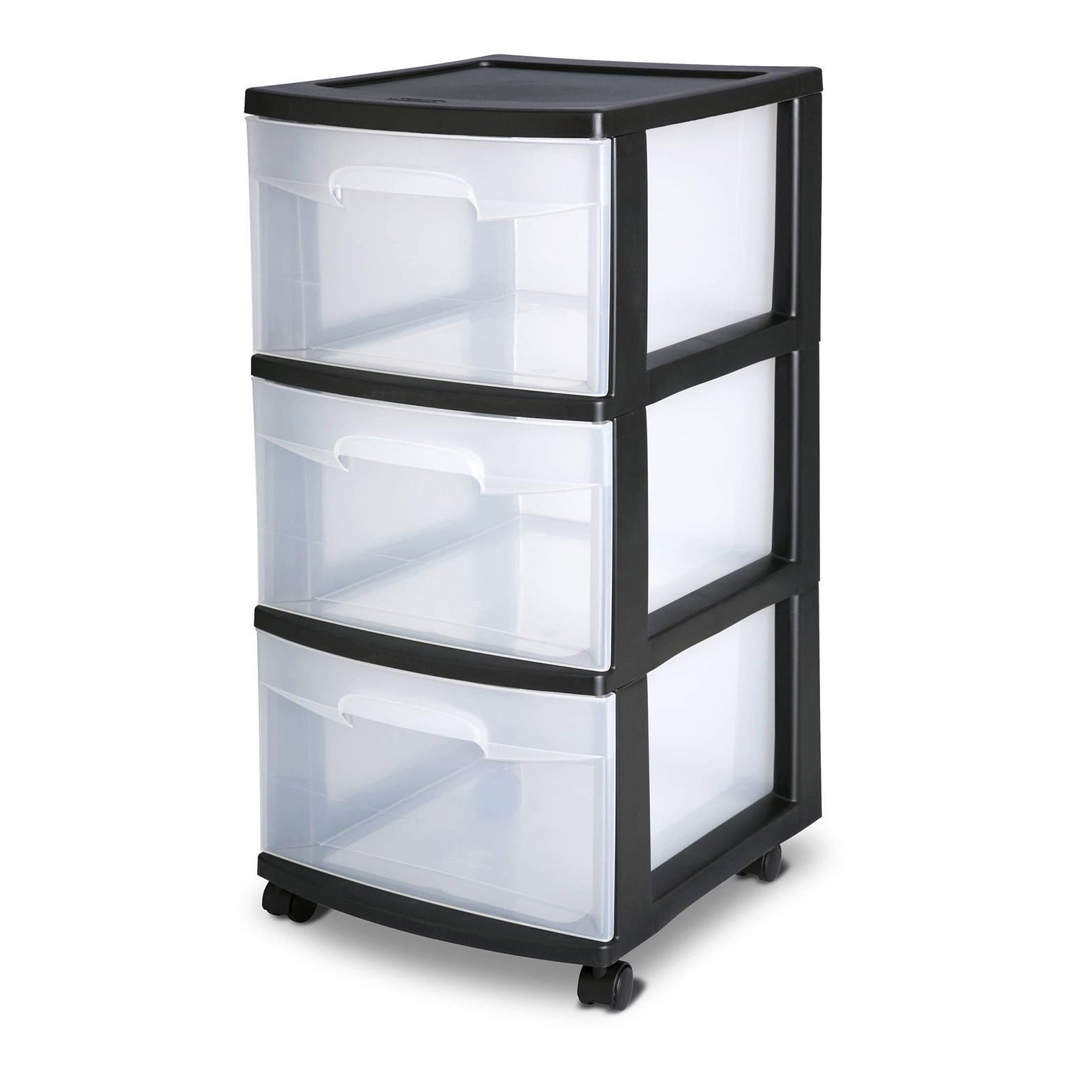 3 Drawer Organizer Cart Black Plastic Craft Storage Container Rolling Bin Set 2