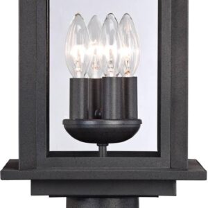 Franklin Iron Works Bransford Rustic Outdoor Post Light Fixture Black Specked Gray 19 1/2" Clear Glass Decor Exterior House Porch Patio Outside Deck Garage Yard Garden Driveway Home Lawn Walkway