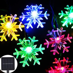 Inngree Solar Christmas Fairy String Lights 20 ft 30 LED 8 Modes Solar Snowflake Outdoor Waterproof Powered String Lights for Garden Patio Yard Home Christmas Tree Parties(Multicolor)