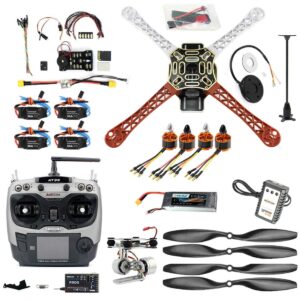 qwinout diy fpv drone quadcopter 4-axle aircraft kit :f450 450 frame + pxi px4 flight control + 920kv motor +gps + at9 transmitter + gimbal camera mount