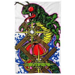 atari centipede fleece blanket white 36x58