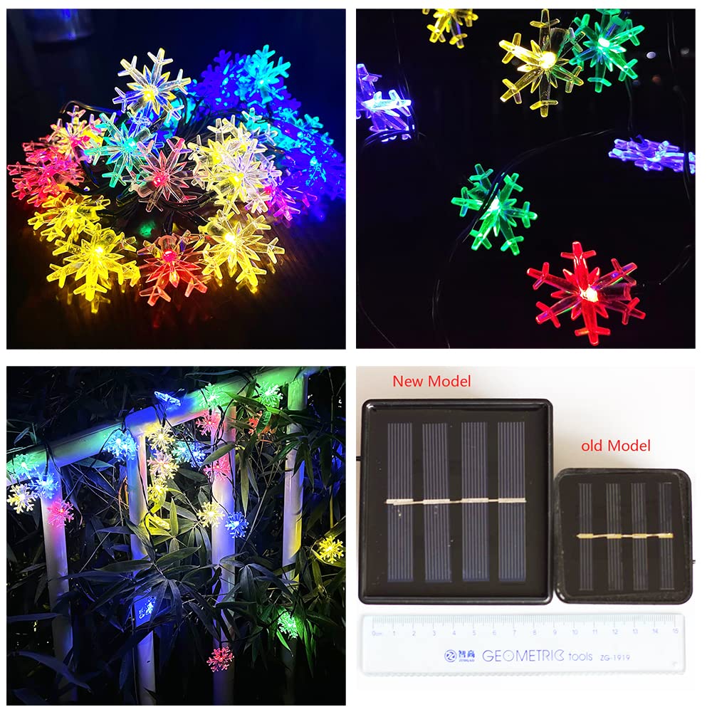 Inngree Solar Christmas Fairy String Lights 20 ft 30 LED 8 Modes Solar Snowflake Outdoor Waterproof Powered String Lights for Garden Patio Yard Home Christmas Tree Parties(Multicolor)