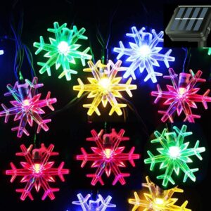 Inngree Solar Christmas Fairy String Lights 20 ft 30 LED 8 Modes Solar Snowflake Outdoor Waterproof Powered String Lights for Garden Patio Yard Home Christmas Tree Parties(Multicolor)