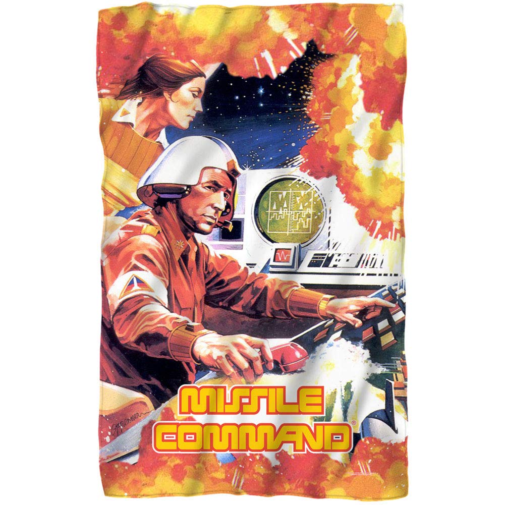 Atari Missile Command Fleece Blanket White 48X80