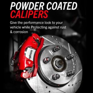 Power Stop KC2813A-36 Front and Rear Z36 Truck & Tow Carbon Fiber Ceramic Brake Pads with Drilled and Slotted Rotors and Red Calipers For 2007-2015 Toyota Tundra | 2008-2015 Toyota Sequoia