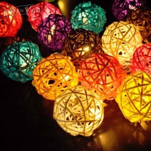 keeda string lights, waterproof 16.4ft 20 led rattan ball lamp solar powered globe fairy outdoor lights for gardens homes wedding christmas party decoration (multi-color)