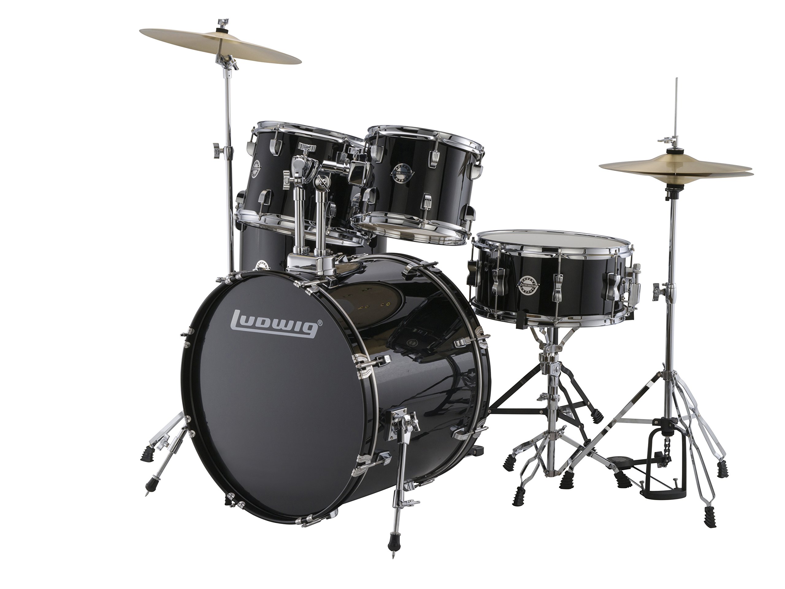 New Ludwig LC170 Accent Fusion Complete 5 Piece Drum Set Kit with Hardware & Cymbals (Black)