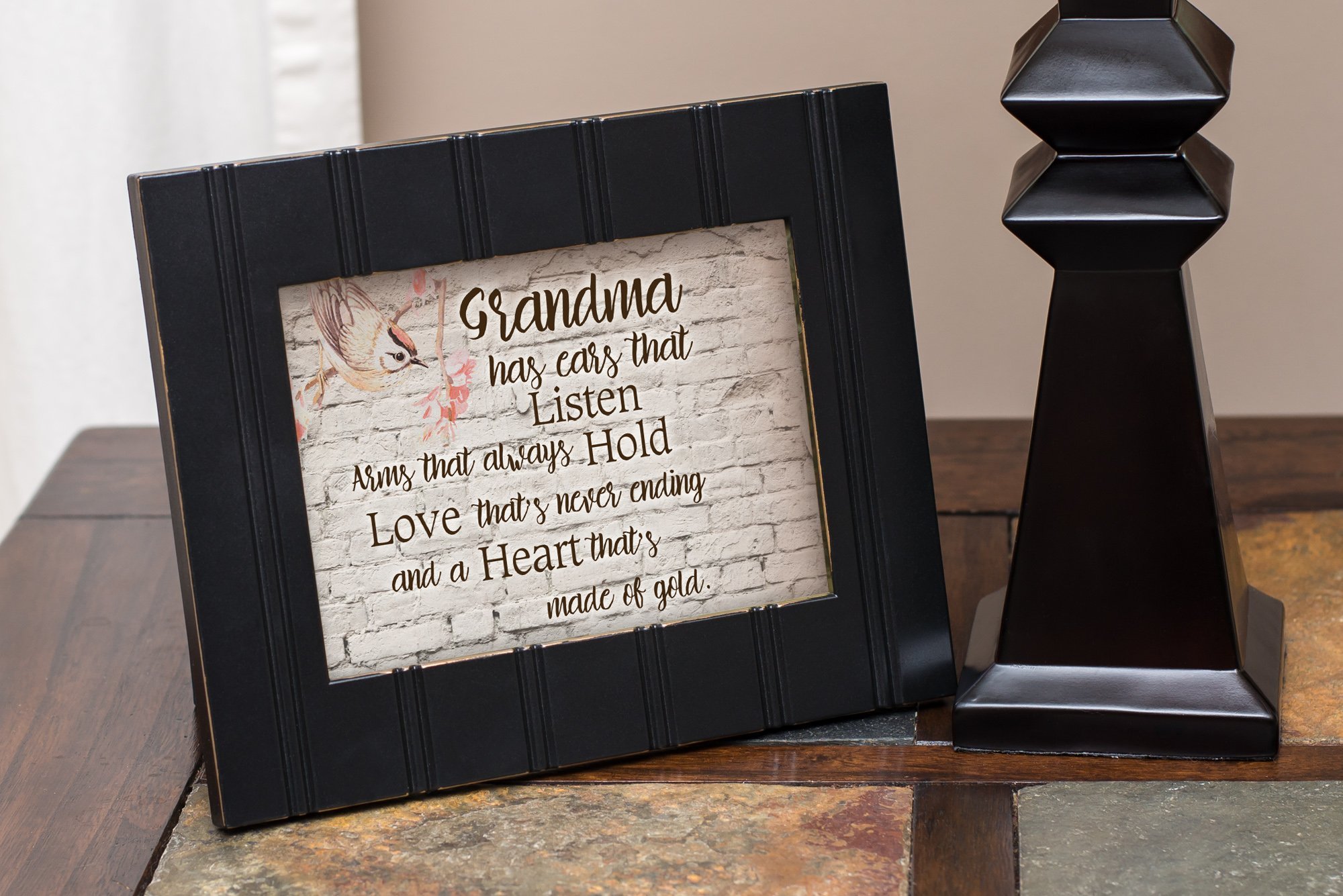 Grandmas Listen Hold and Love 8x10 Black Framed Art Wall Plaque Sign