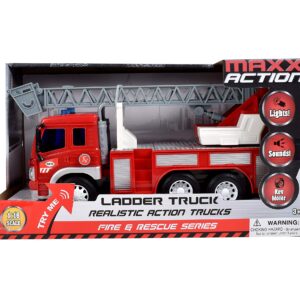 Sunny Days Entertainment Maxx Action Mini Rescue Vehicle Toy Fire Truck with Extention Ladder and Push Button Lights and Sounds (Colors and Style Purchased May Vary)