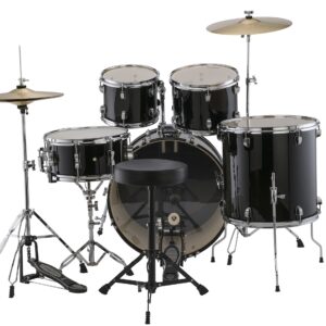 New Ludwig LC170 Accent Fusion Complete 5 Piece Drum Set Kit with Hardware & Cymbals (Black)