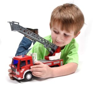 Sunny Days Entertainment Maxx Action Mini Rescue Vehicle Toy Fire Truck with Extention Ladder and Push Button Lights and Sounds (Colors and Style Purchased May Vary)