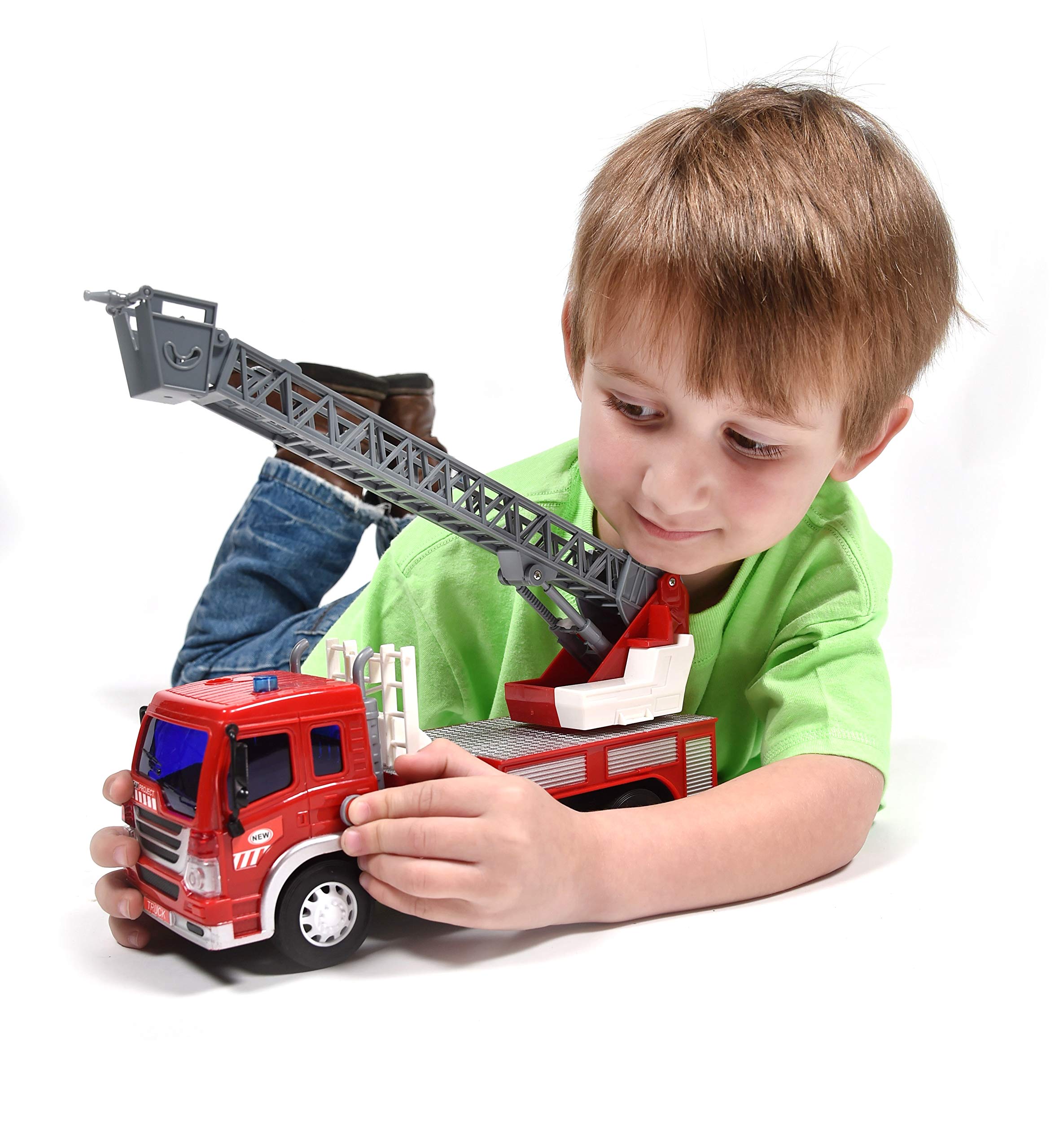 Sunny Days Entertainment Maxx Action Mini Rescue Vehicle Toy Fire Truck with Extention Ladder and Push Button Lights and Sounds (Colors and Style Purchased May Vary)