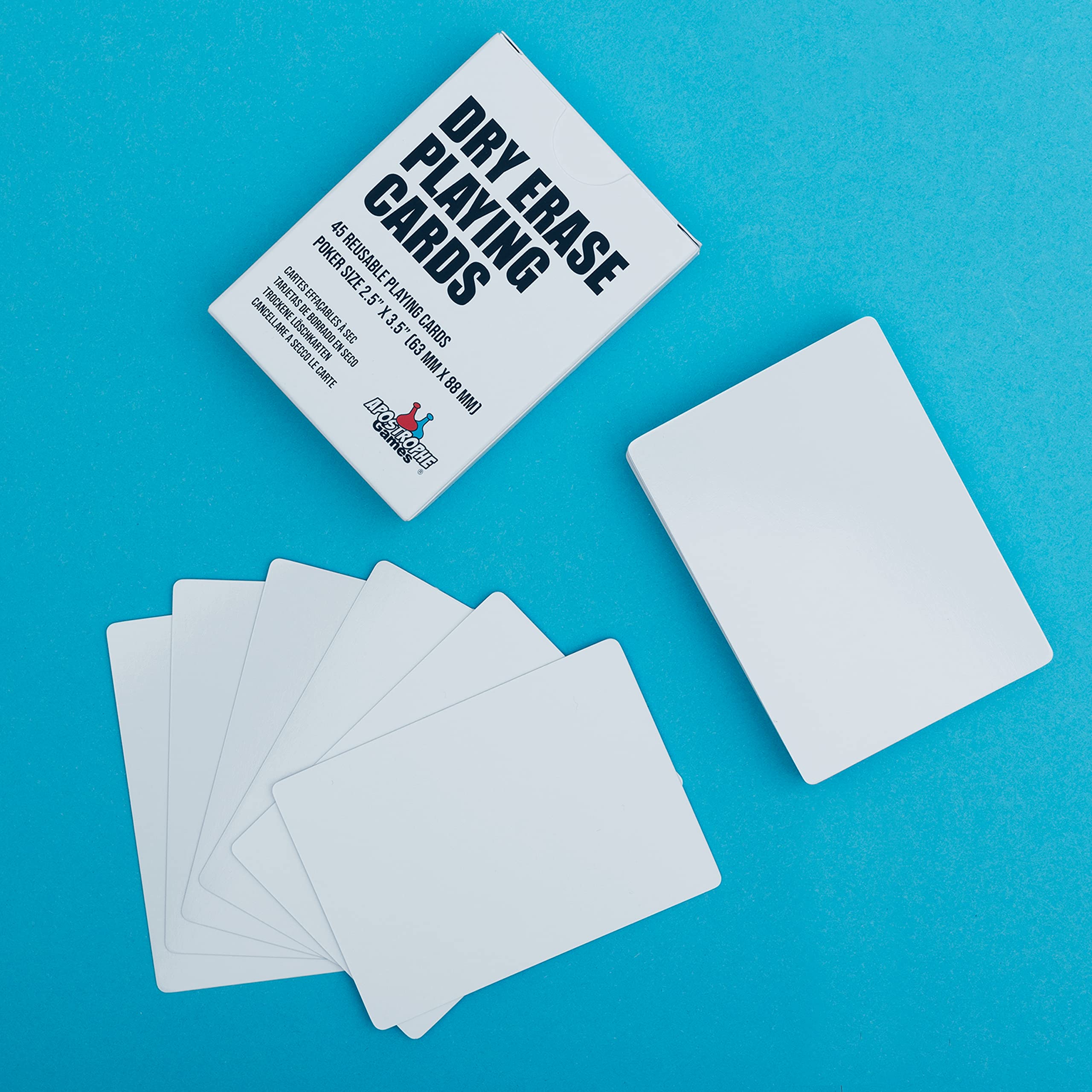 Apostrophe Games Dry Erase Blank Playing Cards, Poker Size - 2.5" x 3.5", 45 Reusable Blank Cards w/Box, Flash Cards, Board Game Cards, Study Guide & Note Cards