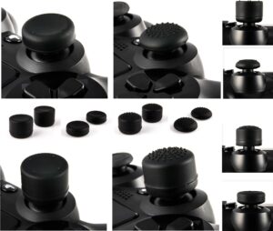 gng 8 x soft rubber thumb grips black thumbstick joystick extra high enhancements cover caps skin for sony play station 4 ps4 ps3 xbox 360 xbox one