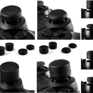 GNG 8 x Soft Rubber Thumb Grips Black Thumbstick Joystick Extra High Enhancements Cover Caps Skin for Sony Play Station 4 PS4 PS3 Xbox 360 Xbox One