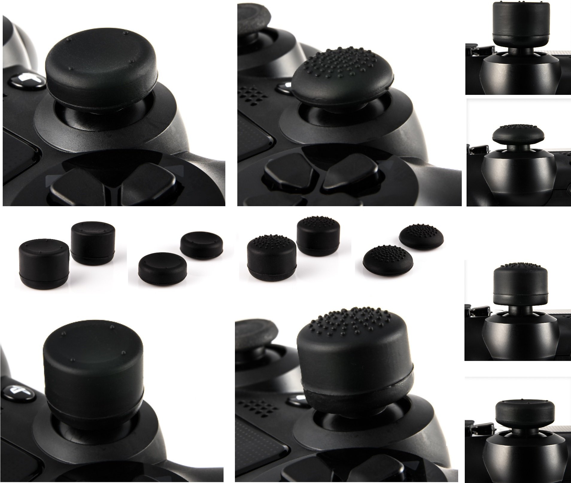 GNG 8 x Soft Rubber Thumb Grips Black Thumbstick Joystick Extra High Enhancements Cover Caps Skin for Sony Play Station 4 PS4 PS3 Xbox 360 Xbox One